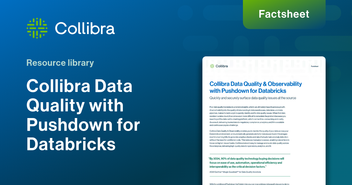 Collibra Data Quality with Pushdown for Databricks | Collibra Public Sector