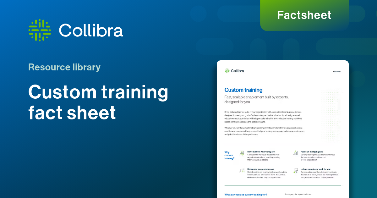 Custom training fact sheet | Collibra Public Sector